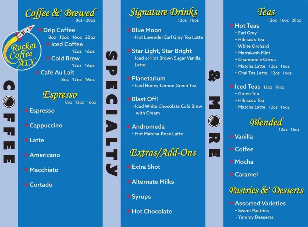 Menu - Rocket Coffee ATX